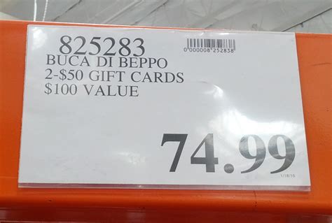 Buca Di Beppo Italian Restaurant 2 50 T Cards For 75 Costco