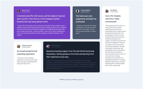Frontend Mentor My Testimonials Grid Section Solution Coding