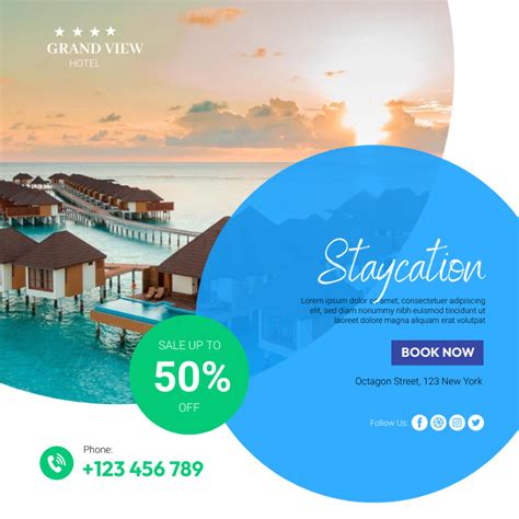 Staycation Holiday Promo Social Media Poster Template Postermywall