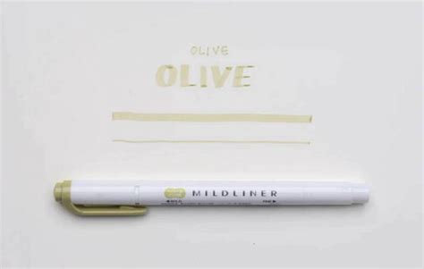 2 X Zebra Mildliner Double Sided Highlighter Fine Bold Mild Olive