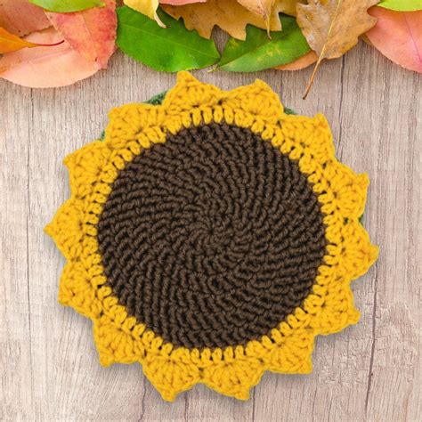 Sunflower Potholder Crochet Pattern Farmhouse Home Decor Sunflower