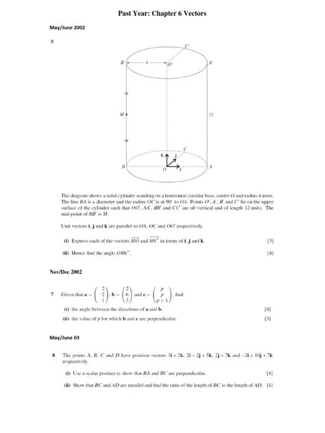 Chapter 6 Vectors Past Year 2002 2010 Pdf