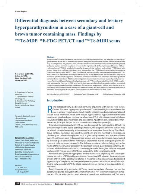 Pdf Differential Diagnosis Between Secondary And Tertiary Hyperparathyroidism In A Case Of A