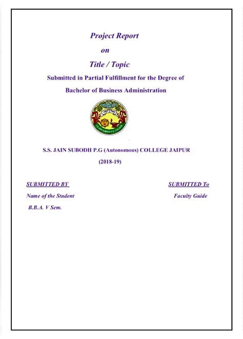 Guidelines Project Report Sem V Project Report On Title I Topic