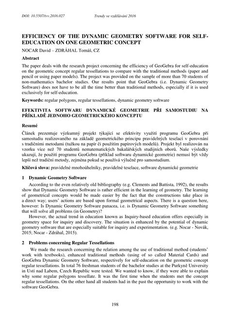 pdf efficiency of the dynamic geometry software for self education on one geometric concept