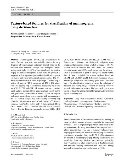 pdf texture based features for classification of mammograms using