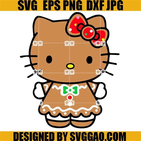 Gingerbread Kitty Svg Hello Kitty Christmas Svg Merry Christmas Svg