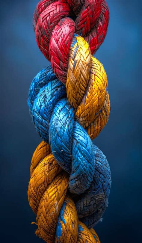 A Rope With Three Different Colored Strands Stock Image Image Of Rough Pattern