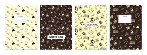 Science Themed Notebook Covers Vector Illustration Set Stock Vector