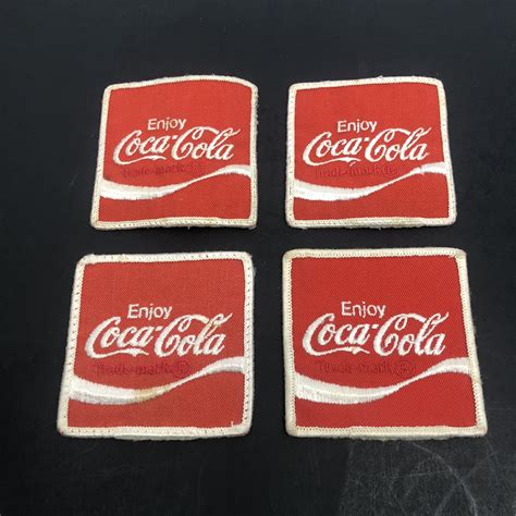 Lot Of 4 3 Coca Cola Red Square Patches Enjoy Coca Cola Read Ebay