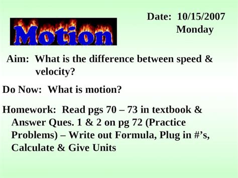 Ppt Aim What Is The Difference Between Speed And Velocity Dokumen Tips