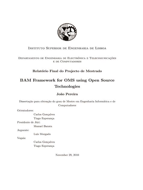 Fillable Online Bam Framework For Oms Using Open Source Technologies