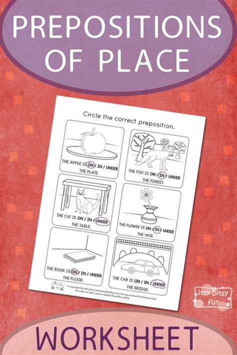 Printable Prepositions Of Place Worksheet Itsy Bitsy Fun