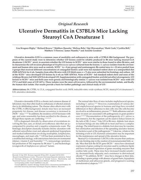 Pdf Ulcerative Dermatitis In C57bl6 Mice Lacking Stearoyl Coa