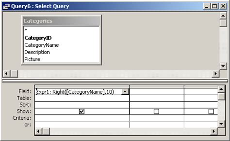 MS Access Right Function