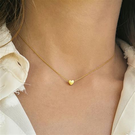 Tiny Gold Heart Necklace Puffy Heart Choker Necklace Minimalist