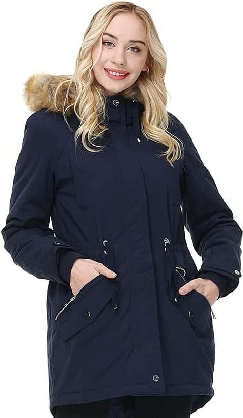 Womens Winter Hooded Parka Coat Warm Fleece Lined Jacket Thickened