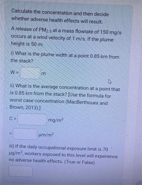 Solved Calculate The Concentration And Then Decide Whether Chegg Com