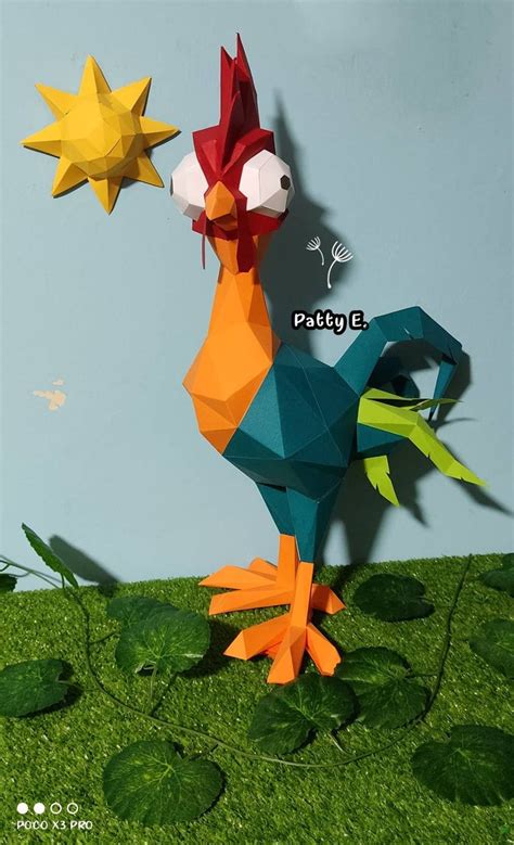 Rooster Cartoon Template For Assembling Pdf Etsy