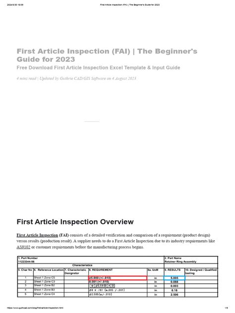 First Article Inspection Fai The Beginners Guide For 2023 Pdf