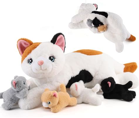 Gnomantic Mother Cat Plush With 4 Surprise Kittens Inside