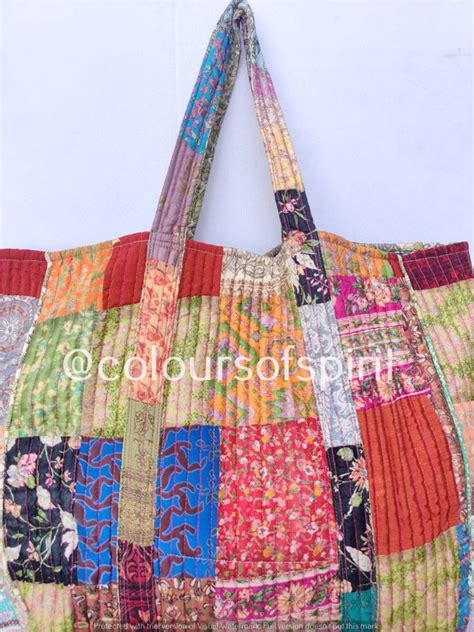 Patchwork Tote Bag Pattern Large Quilted Tote Womens Etsy