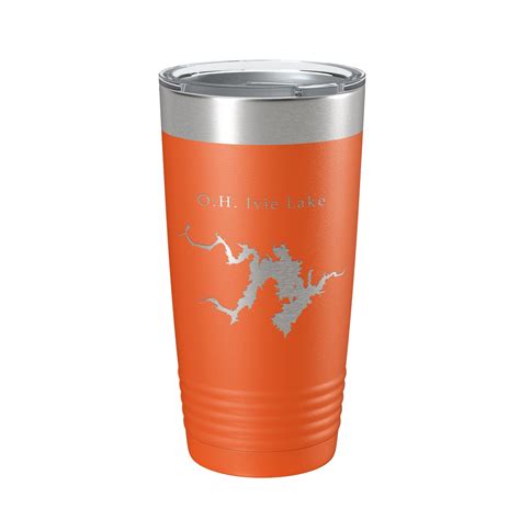 O H Ivie Lake Stacy Reservoir Map Tumbler Travel Mug Insulated Laser Engraved Coffee Cup Texas