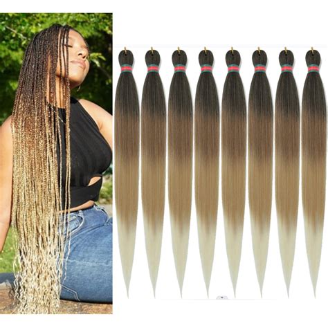Run Shui Ombre Pre Stretched Braiding Hair 36 Inch 4 Tones Kanekalon