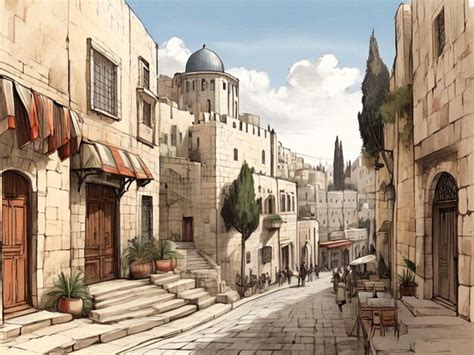 Premium Photo Hand Drawn Sketch Of Jerusalem Street Cityscape Drawing