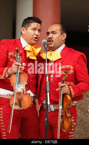 Mexican Mariachi Singers And Dancers Performing In Centennial Square At