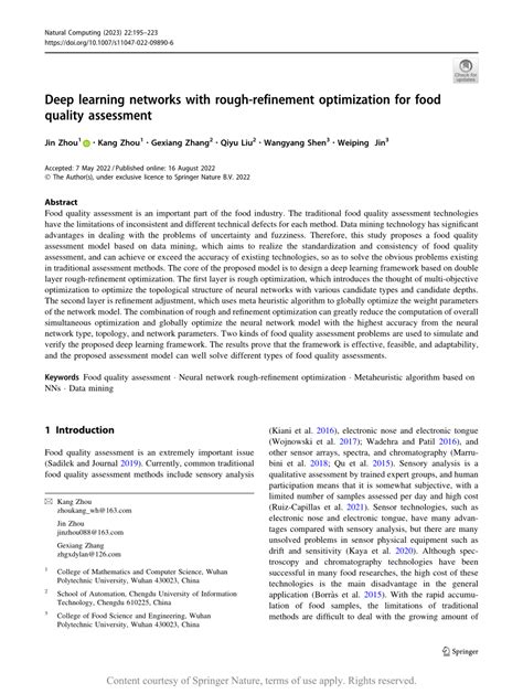Deep Learning Networks With Rough Refinement Optimization For Food