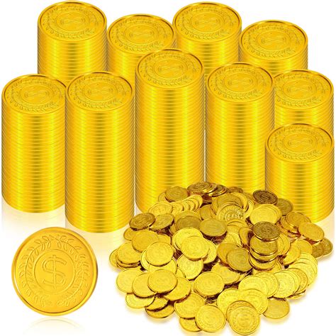 1000 Pcs Pirate Gold Coins Plastic Treasure Coins Play Toy
