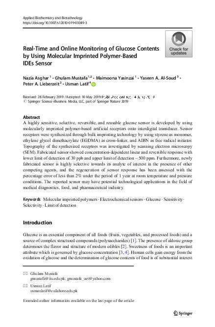 Pdf Real Time And Online Monitoring Of Glucose Contents By Using