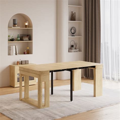 Free Shipping On Modern Extendable Dining Table Rectangle Sideboard With Storage In Natural