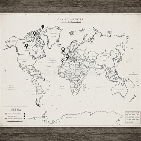 Black And White World Map Labeled