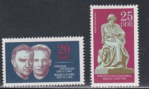 Germany Ddr 1230 1231 Statue And Portrait Mint Nh Europe