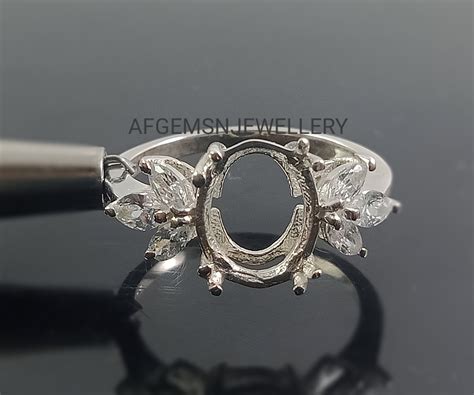 8x10mm Oval Semi Mount Ring Without Stone Ring Silver Mount Ring