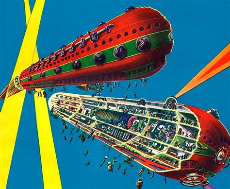 Large Spaceship Retro Futurism Science Fiction Artwork Retro