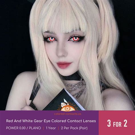 Red And White Gear Eye Colored Contact Lenses Colored Contact Lenses
