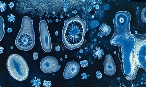 Microscopic Cellular Structures Abstract Art Blue High Quality Image Stock Illustration