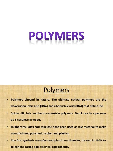 Polymers Introduction Pdf Polymerization Polymers