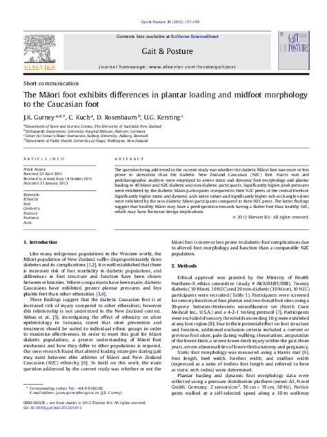 Pdf The Māori Foot Exhibits Differences In Plantar Loading And