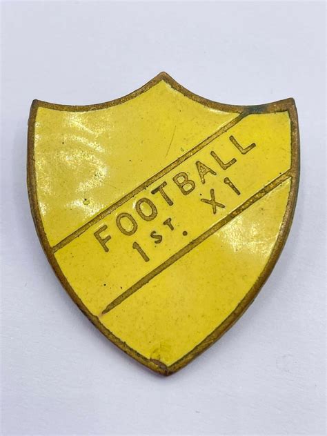 Vintage 1940s Yellow Enamel Football 1st Xi Football Club School