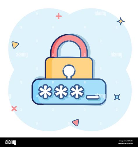 Login Icon In Comic Style Password Access Cartoon Vector Illustration