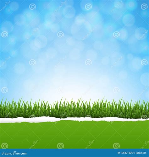 Green Grass And Ripped Paper Nature Background Stock Vector
