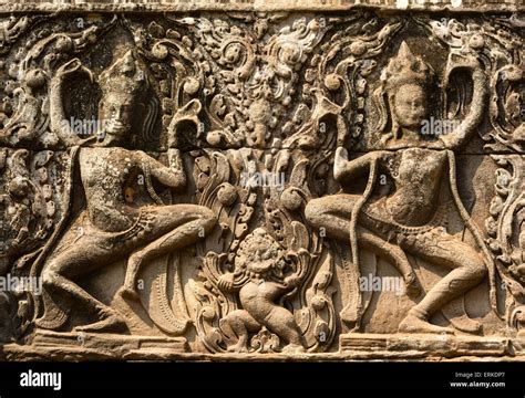 Dancing Apsaras Bas Relief Bayon Temple Angkor Thom Siem Reap