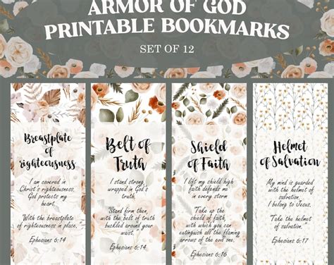 Armor Of God Bookmark Printable Pdf Double Sided Christian Bible