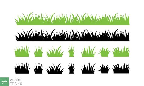 Green Lawn Grass Border Icon Grass Silhouette Texture Eco Organic Plant Shape Natural