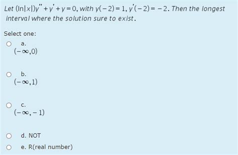 solved let ln x y y y 0 ﻿with y 2 1 y 2 2 ﻿then