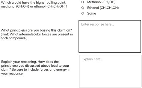 Which Would Have The Higher Boiling Point Methanol Choh Or Ethanol Chchzoh Methanol Choh Ethanol